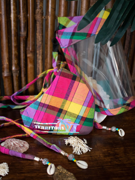 Shielded in Culture Madras Face Shield (Pink-Multi) – Territory Six